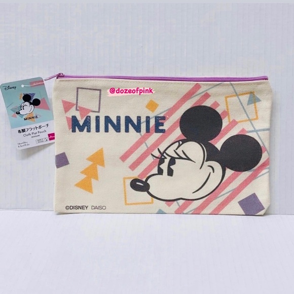 Disney | Accessories | Disney Minnie Mouse Canvas Zipper Top Pouch ...